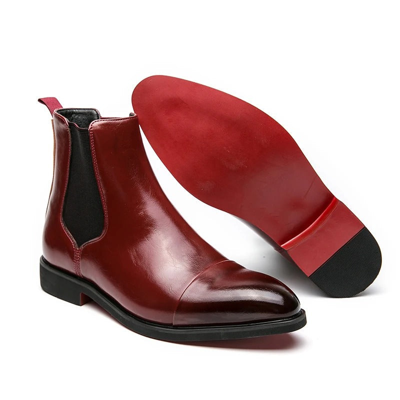 Vairox Crimson Chelsea Boots Genuine Leather Red Sole – petprovac