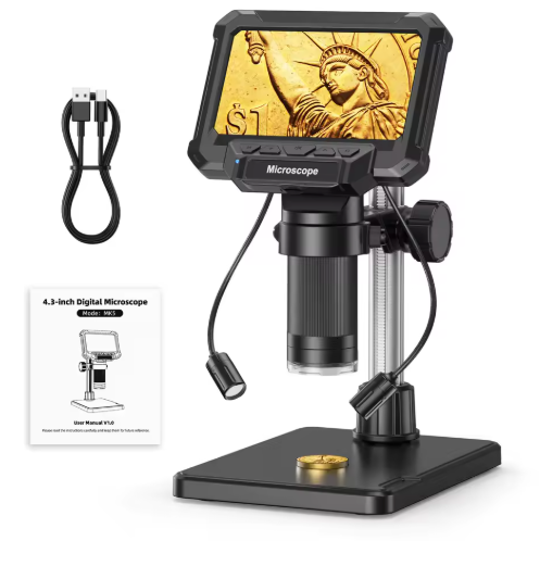 Digital Microscope with 4.3 Inch Screen 1080P 1600X Magnification and ...