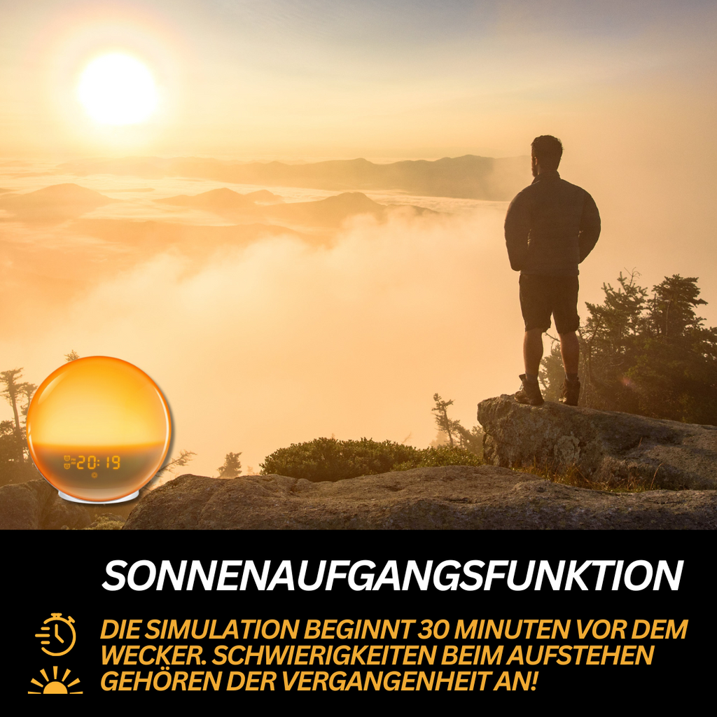 Sunrise Alarm Clock GlowRise Natural Wake Up Light for Restful Morning ...