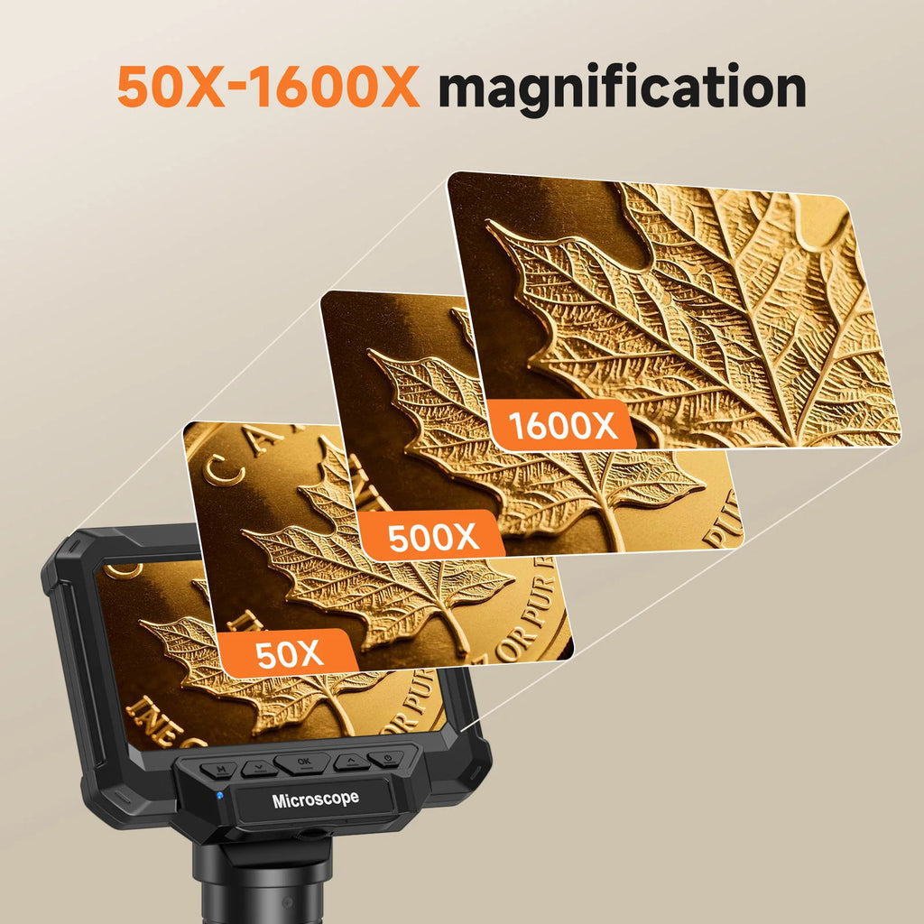 Digital Microscope with 4.3 Inch Screen 1080P 1600X Magnification and ...
