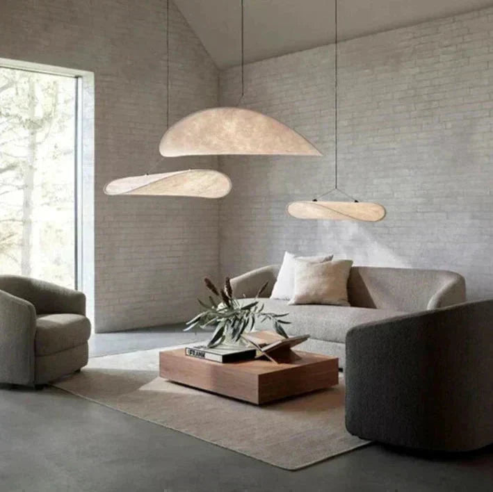 Lyra LED Pendant Light With Chip Pattern And Knit Tyvek Shade – petprovac