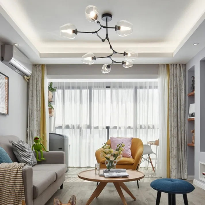 Lustre suspendu LustraNova en verre à bulles avec bras ramifiés Éclair ...