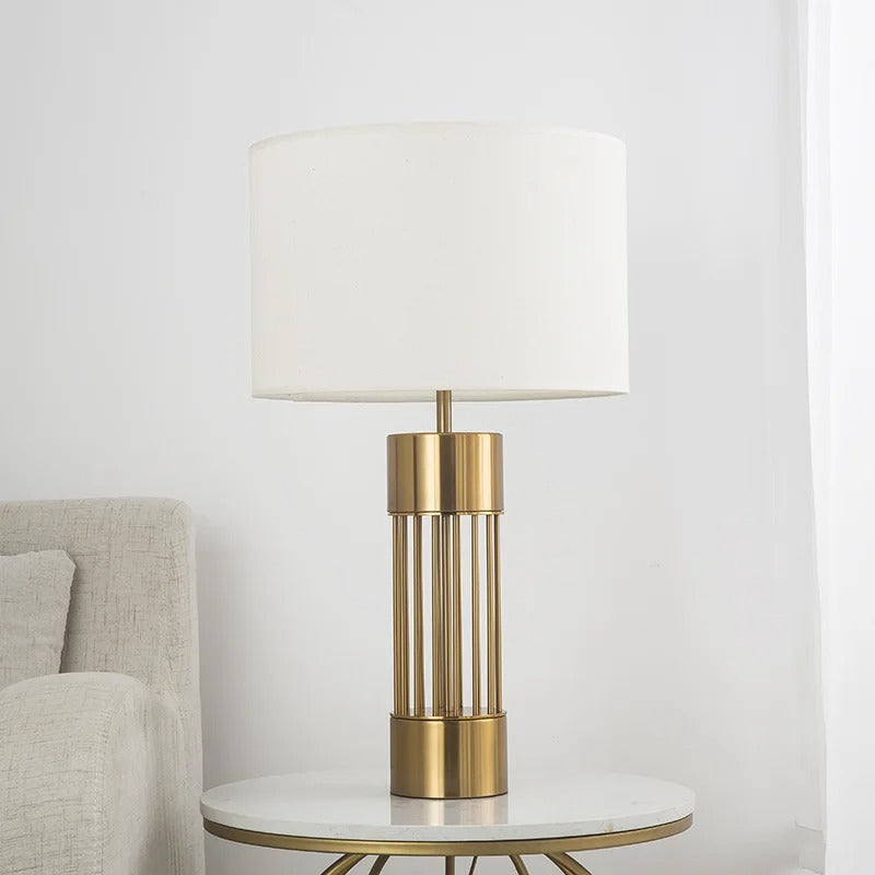 Aurora Nordic Brass Table Lamp with Linen Shade Soft Glow – petprovac