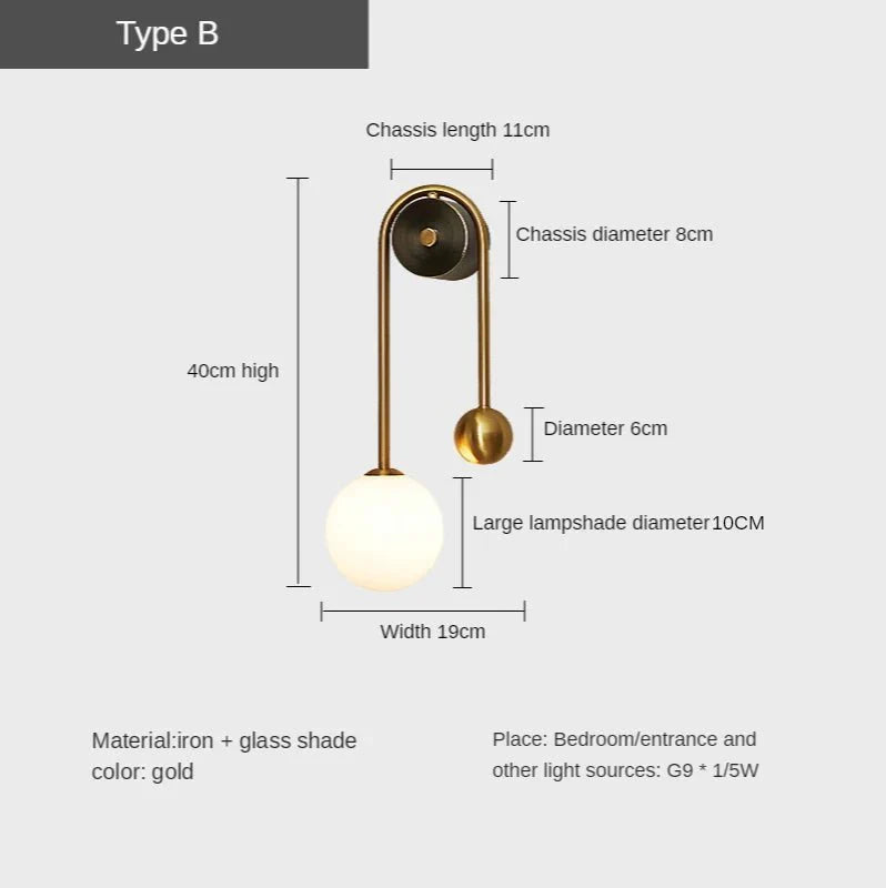 Luma Glass Ball Wall Light Modern Minimalist Fixture – petprovac